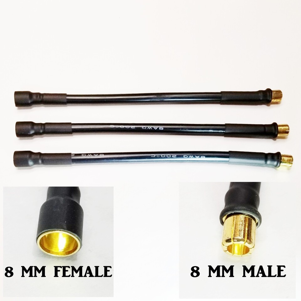 RCP Motor Wires 8 AWG CHOOSE Bullet Connector Size/Length 6.5mm & 8mm ...