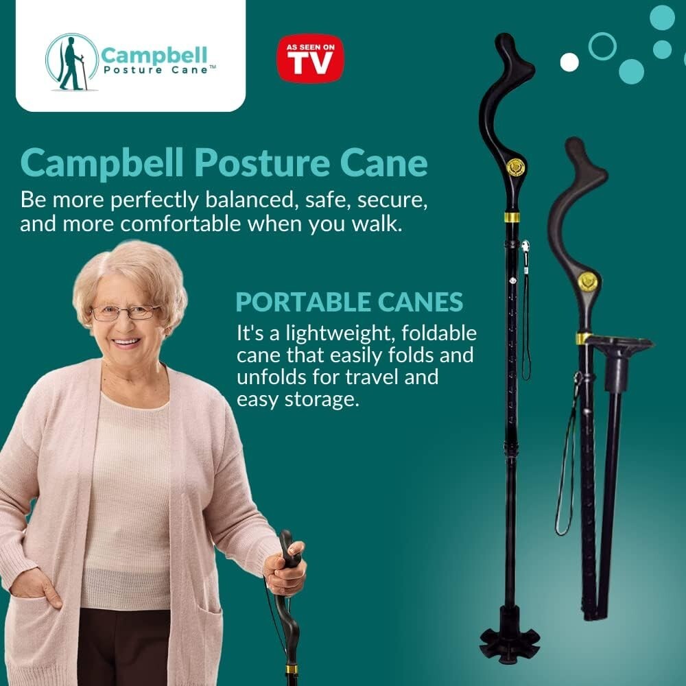 Campbell Posture Cane for Men & Women - Walking Canes for Seniors ...