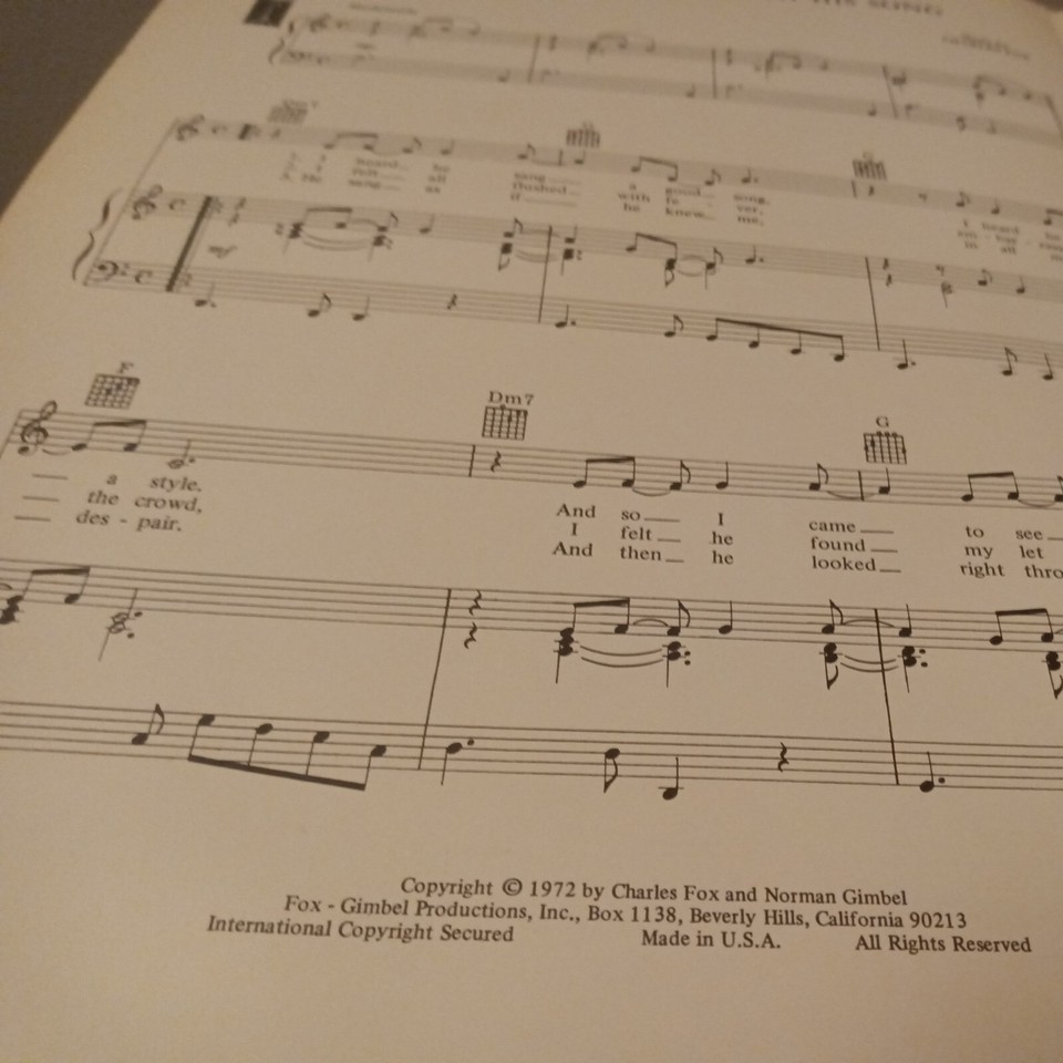 Roberta Flack Vintage Sheet Music 1972 Killing Me Softly With His Song ...