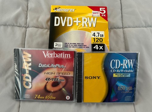 New! Lot of 7 CD-RW DVD+RW Compact Rewritable Discs, 650MB 4.7GB Sony ...