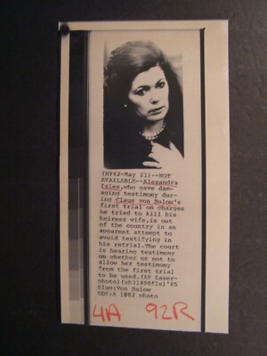AP Wire Press Photo 1985 Alexandra Isles out of Country Claus von Bulow ...