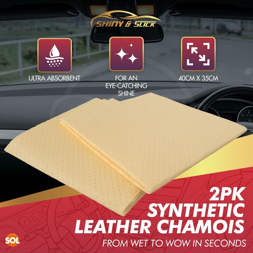 2pk Synthetic Chamois Leather Cloth Large 40x35cm Perforated Car Shammy ...