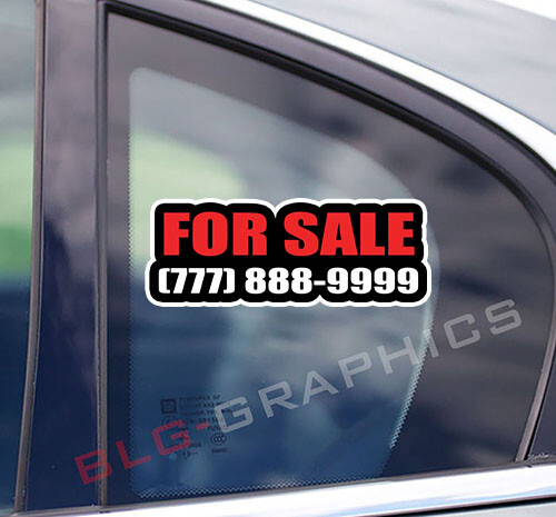 (2) For Sale & Phone Number Ad Print Sign Car Truck SUV Decal Graphic ...