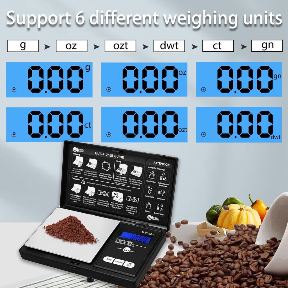 Weigh Gram 200g Digital Pocket Gram Scale 0.01g Accuracy, 200g x 0.01g ...