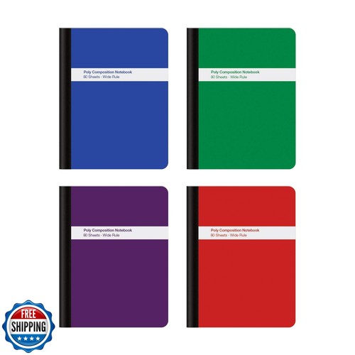 Oxford Poly Composition Notebook 4 Count(Pack of 1), Wide Ruled Paper ...