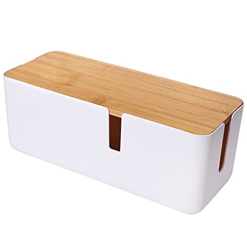 Small Cable Management Box With Bamboo Lid For Extension Cord Power ...