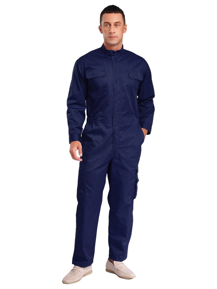 Men's Work Overall Long Sleeve Multi Pockets Cargo Coveralls Mechanics ...