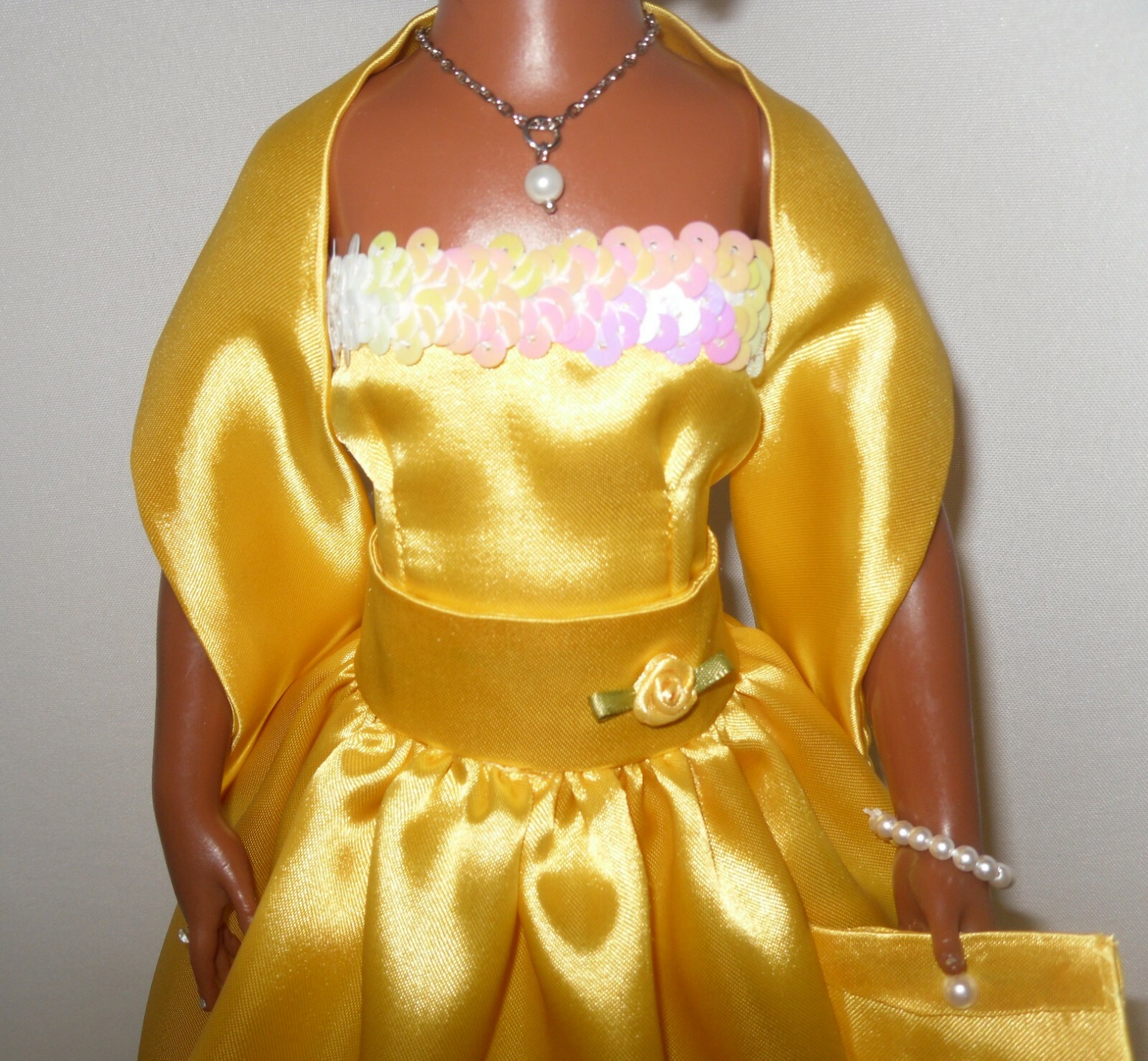 Ideal Crissy doll clothes DRESS YELLOW 7pc set w/Jewelry & shoes | eBay