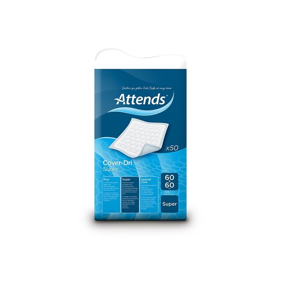 Attends Cover Dri Plus 60 x 60 - 4 Pack Of 50 Incontinence Bed Pads ...