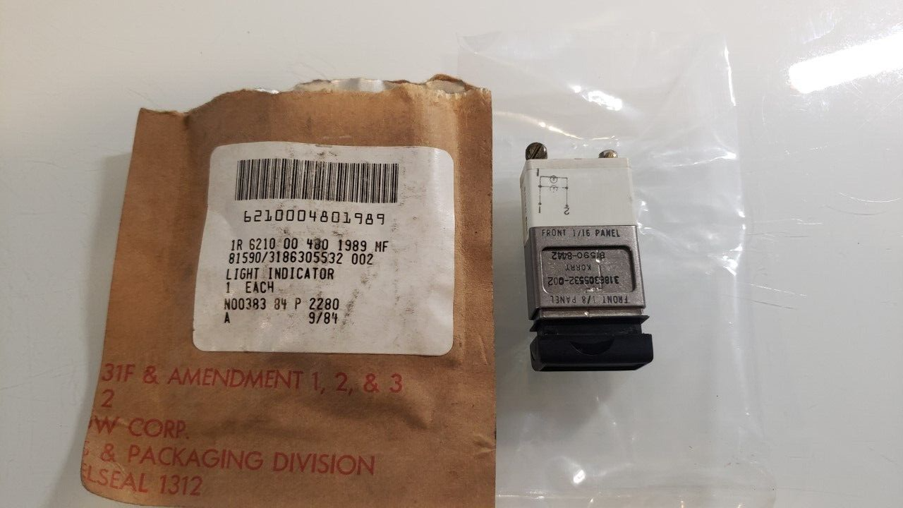 KORRY ELECTRONICS LIGHT INDICATOR 3186305532-002 6210-00-480-1989 | eBay