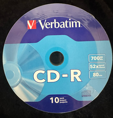Verbatim CD-R Recordable 700MB -52X -80 Min (10 Pack) Shipping Included ...