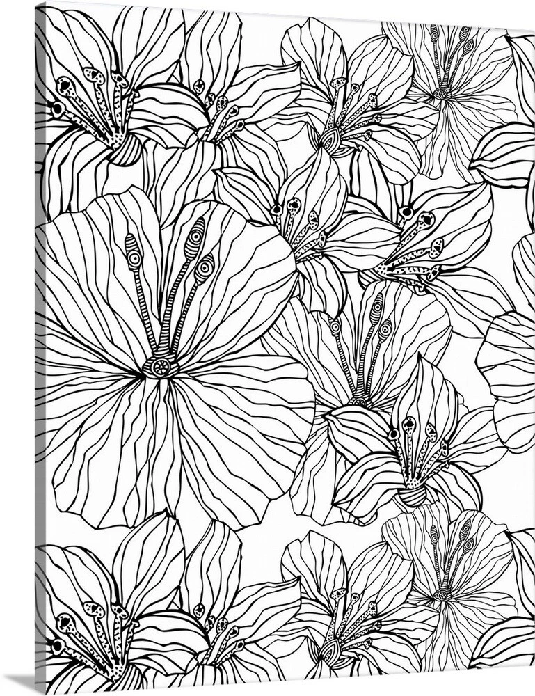 Hawaiian Flowers Printable Coloring Pages