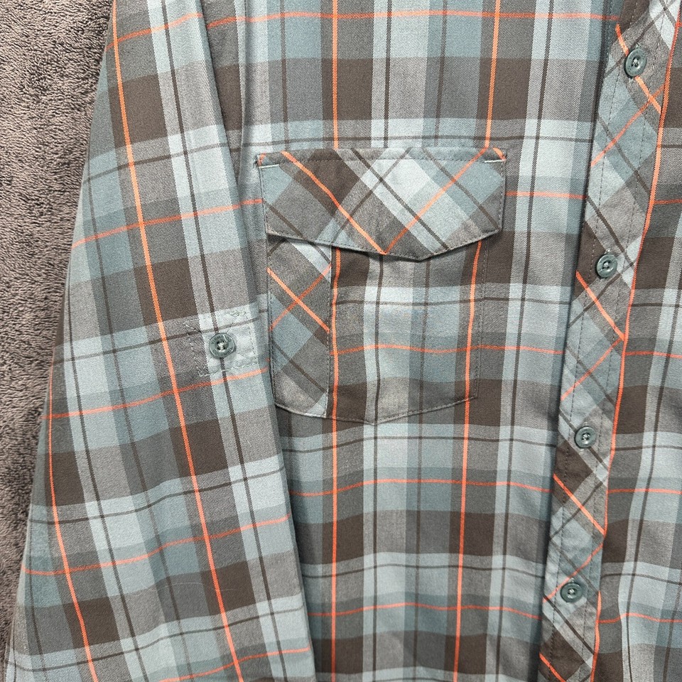 Columbia Omni Wick Hiking Shirt Long Sleeve w/Roll Tab Blue Gray Plaid ...