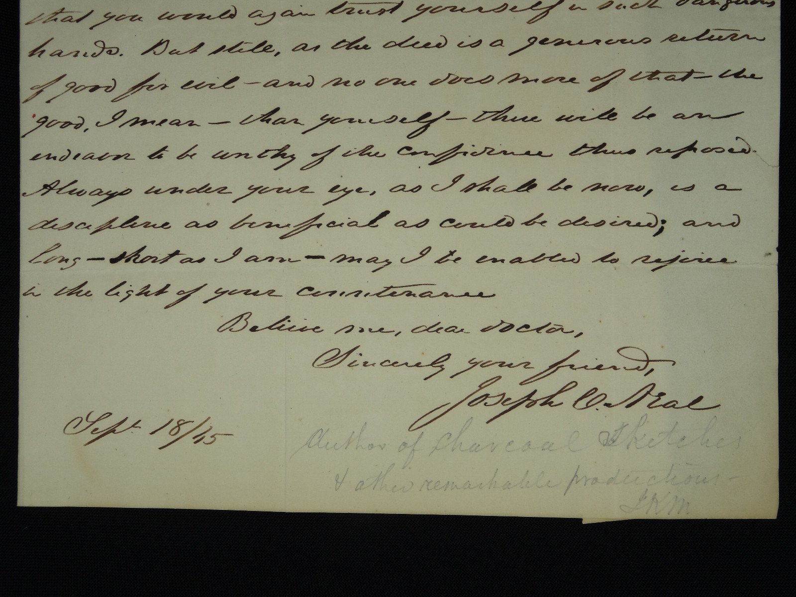 RARE 1845 SIGNED LETTER from JOSEPH CLAY NEAL to JOHN KEARSLEY MITCHELL ...