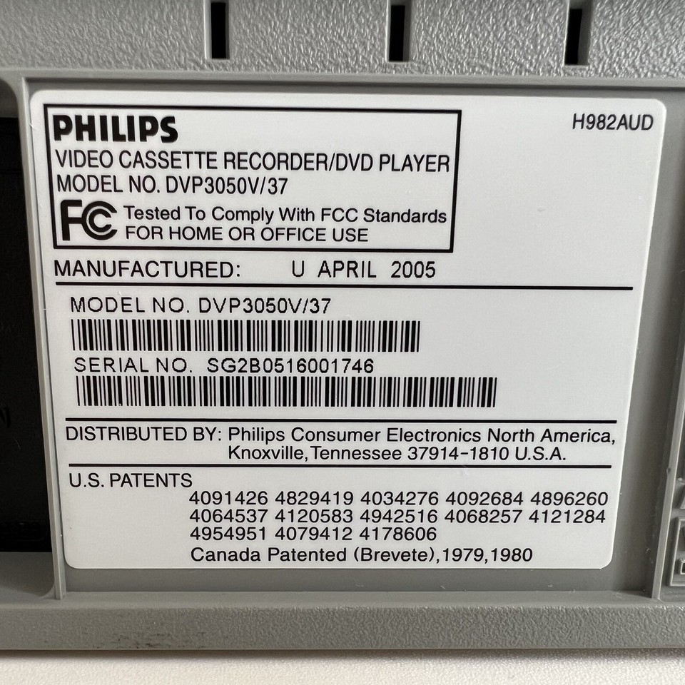 Philips DVD VCR Combo Player DVP3050V 4 Head Hi-Fi Stereo TESTED NO ...