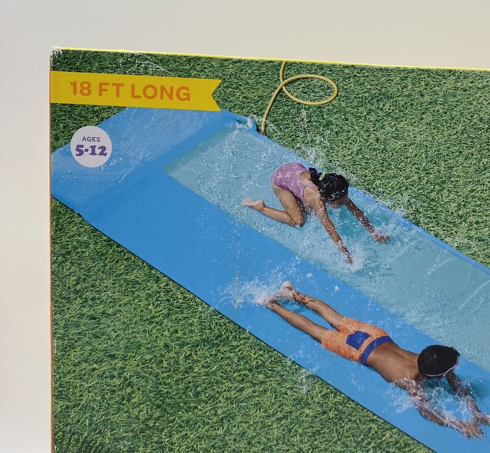 Sun Squad 18 Ft Long 2 Lane Water Slide Launch Ramp Drench Built-in ...