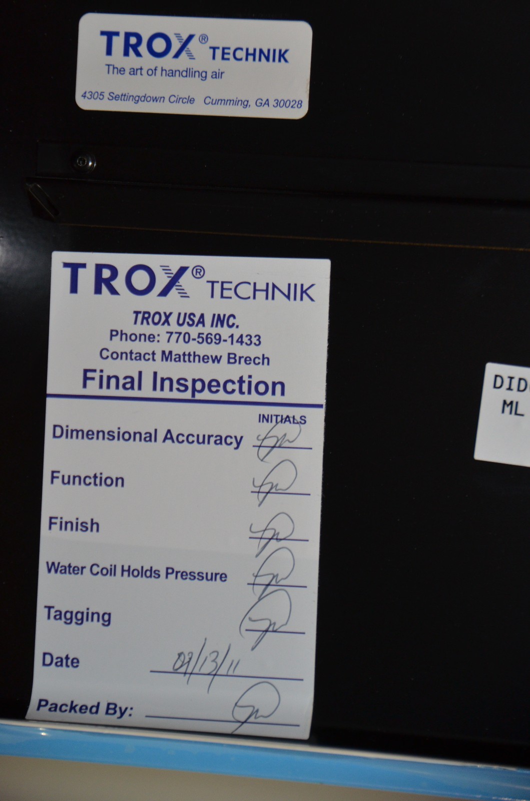 Trox Technik DID632 HC 2 x 4FT M Nozzle Active Chilled Beam / Flush ...