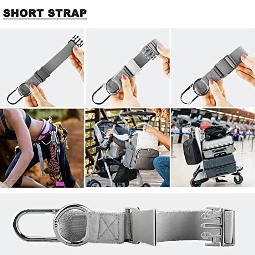 Elastic Jacket Gripper Travel Strap with D-Ring Hooks and Buckle, Gray ...