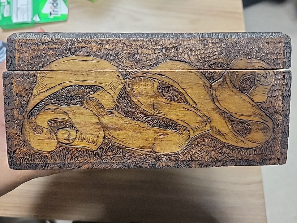 Vintage Flemish Art Pyrography Wood Box Art Nouveau Woman in Profile | eBay