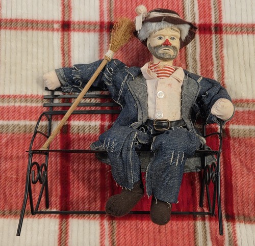Vintage Collector's HOBO CHARLIE CLOWN On Bench 8" Figurine - Cloth ...
