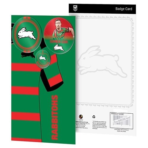 NRL SOUTH SYDNEY RABBITOHS 3 BADGE CARD GREETINGS CARD DAMIEN COOK | eBay