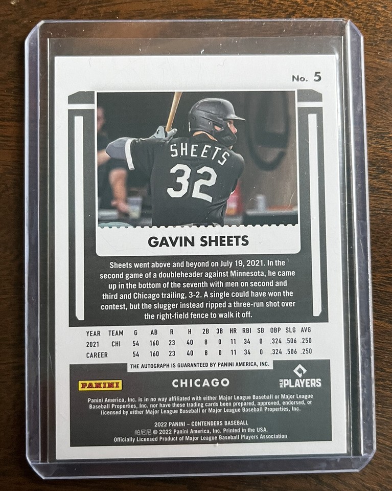 2022 Chronicles Contenders Gavin Sheets Autograph RC 4/10 White Sox | eBay