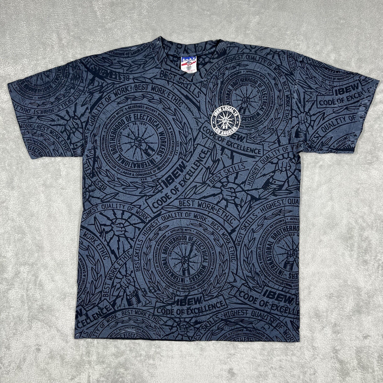 Vintage UNIONMADE IBEW Local Union 18 Los Angeles Mens XL T-Shirt Navy ...