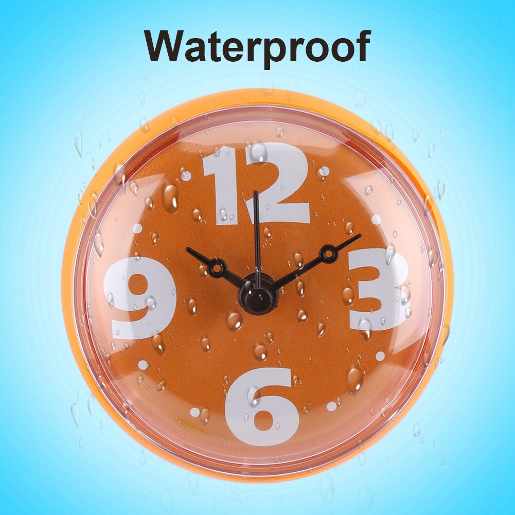 Bathroom Clock Waterproof Suction Wall Window Mirror Bath Shower Clock