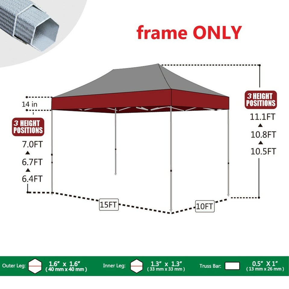 Eurmax EZ Pop Up Canopy Accessary Tent Frame with Weight Bag,Frame ONLY ...