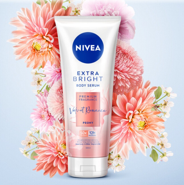 Nivea Extra Bright Body Serum Premium Fragrance Velvet Romance Peony ...