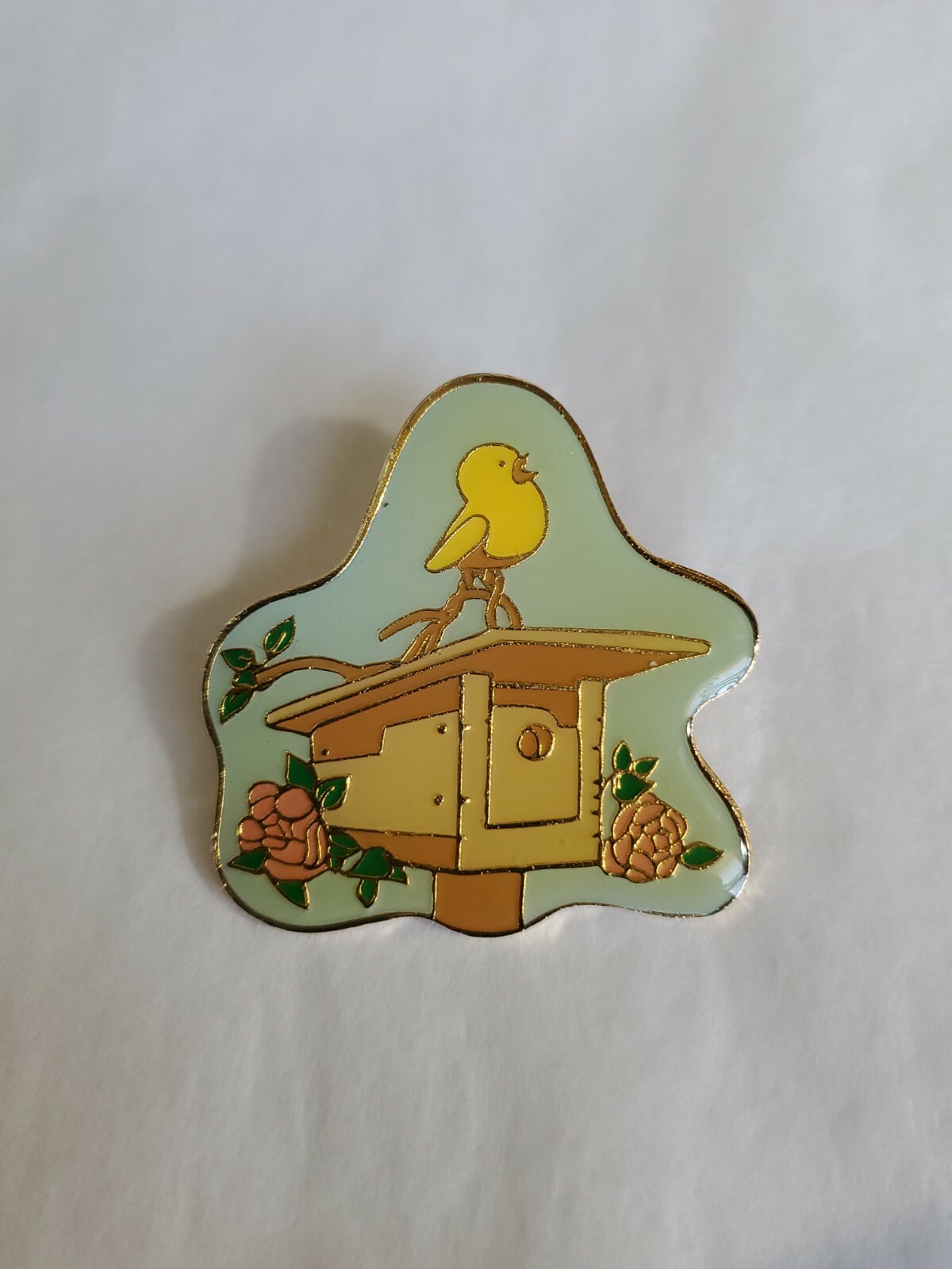 Yellow Bird Singing On Birdhouse Large Lapel Pin | eBay