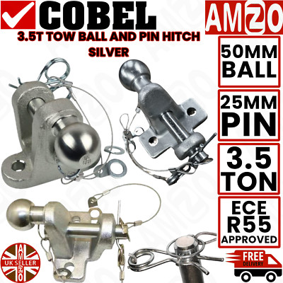 Cobel 3.5T Tow Ball & Pin Hitch 50mm Ball 25mm Pin ECE R55 Approved ...