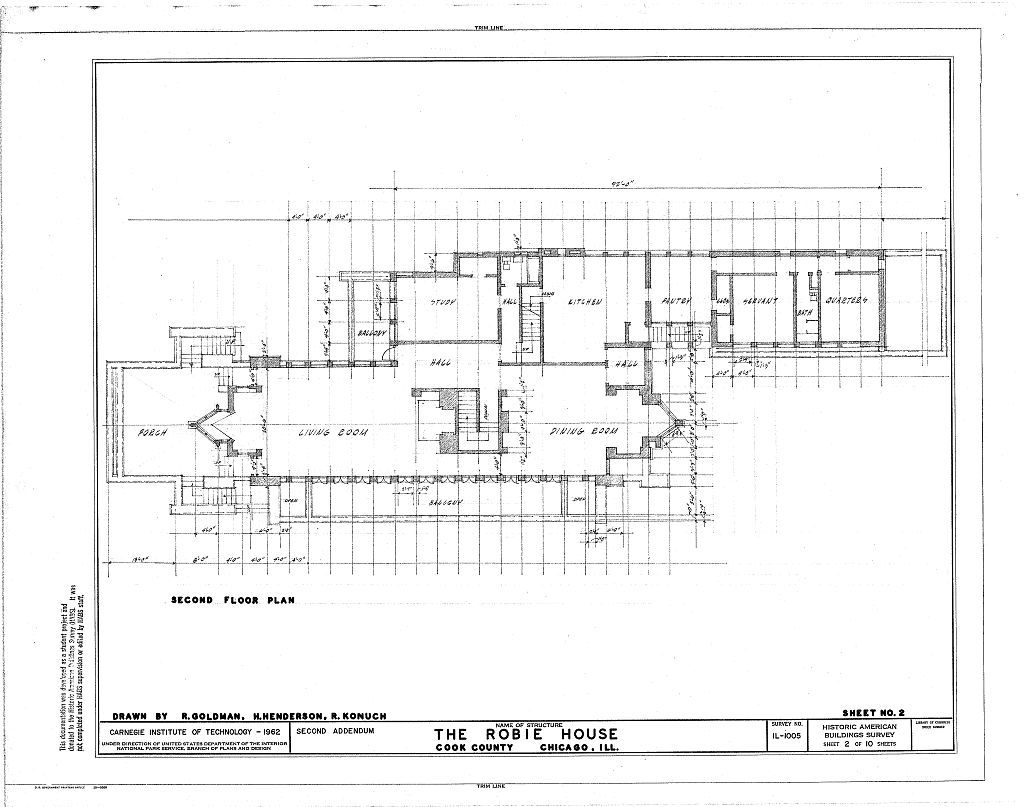 Frank Lloyd Wright's Prairie Style Robie House - reduced set PRINTED ...