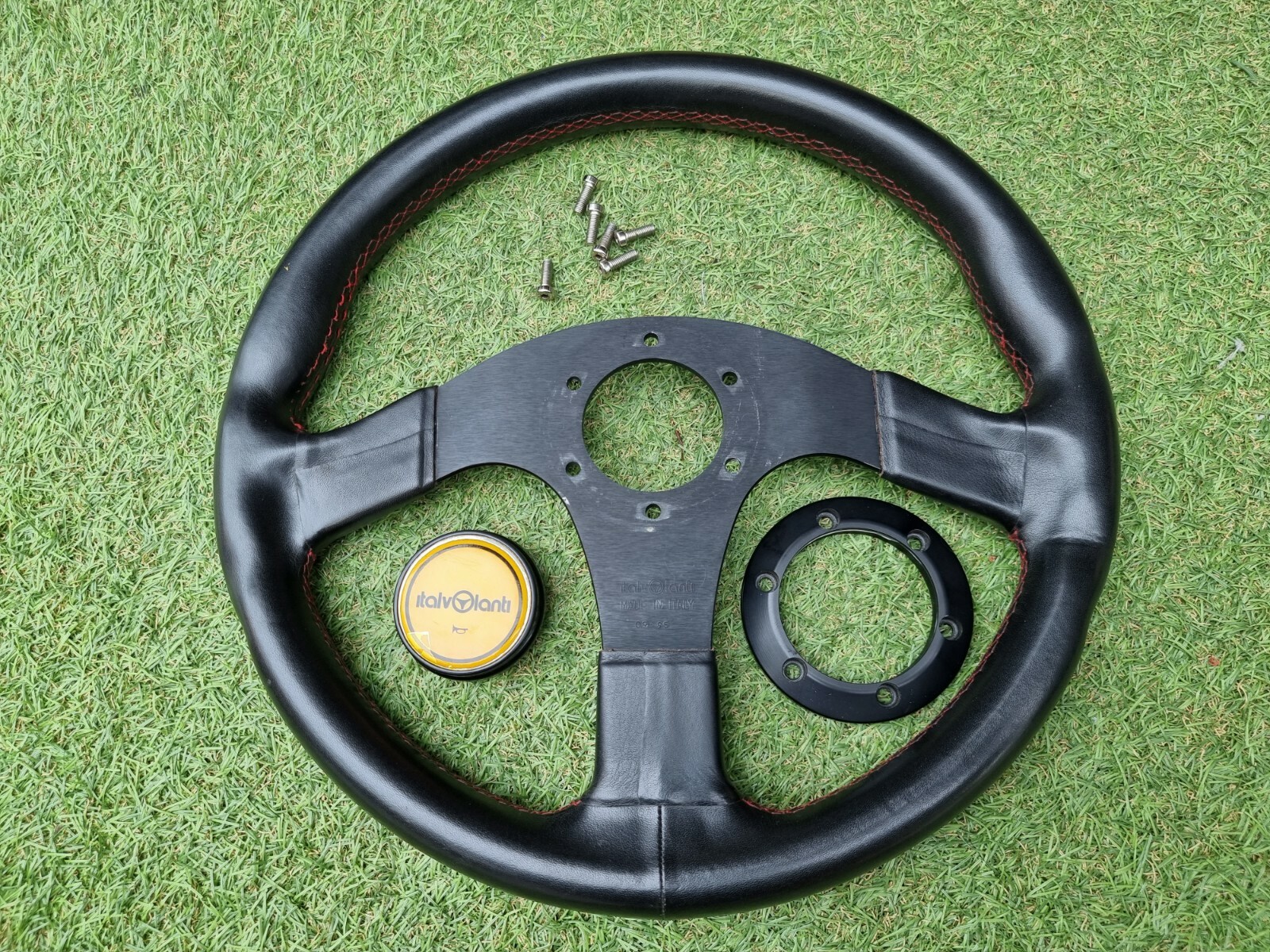 Very rare Italvolanti IMOLA R Racing Steering Wheel leather Red Stitch ...