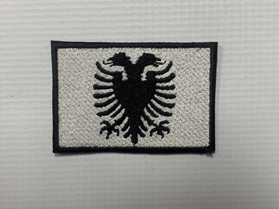 CUSTOM MADE Embroidered Albanian Flag Patch Black & White | eBay