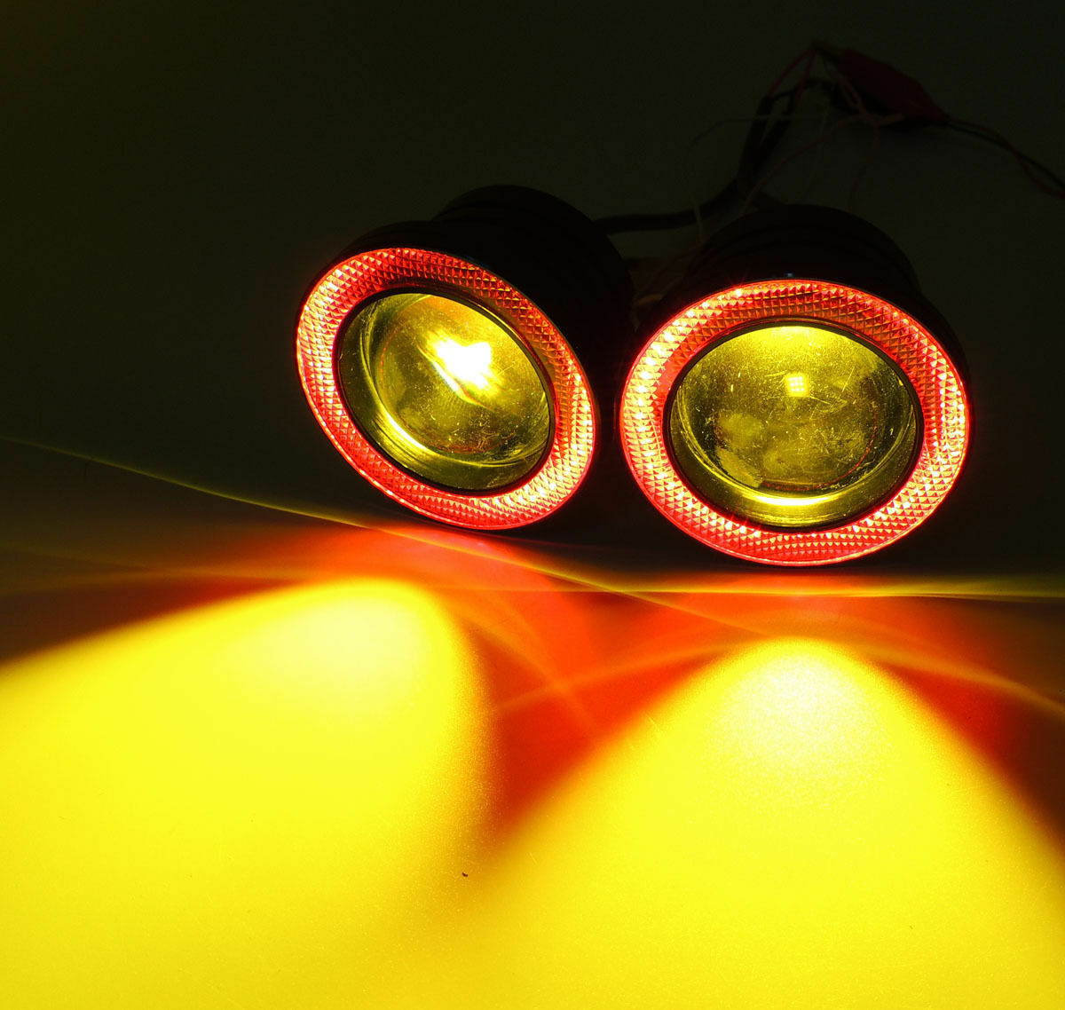 2x 2.5/3/3.5" inch Yellow LED Fog Lights with Angel Eyes Halo Ring Car ...