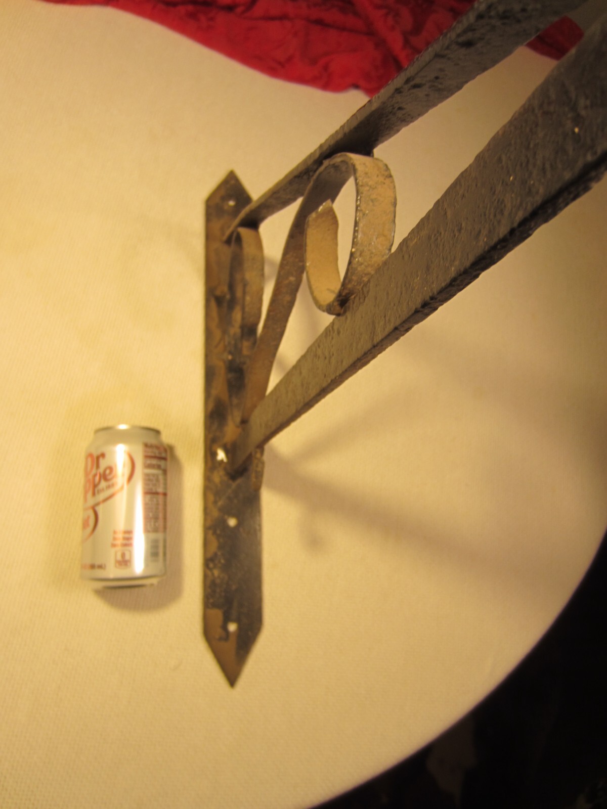 large antique HAND FORGED WROUGHT IRON double sided SIGN HANGER BRACKET ...