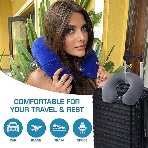 Neck Pillow Eye Mask Combo Airplane Travel Pillow with Comfortable ...