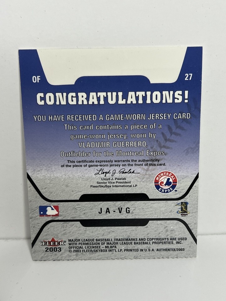 Vladimir Guerrero 2003 Fleer Authentic Ripped Jersey *2 Color * | eBay