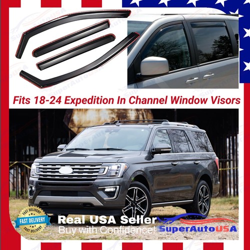 Fits 2018-24 Ford Expedition In-Channel Vent Window Visors Rain Guard ...