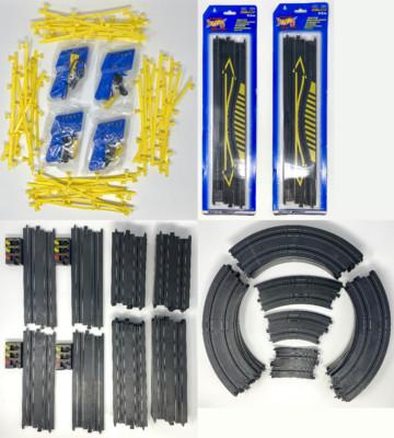 107 pc Mattel Slot Car Track & Accessories Lot - Includes 4 HW Speed ...