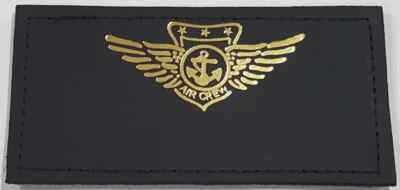 4" NAVAL COMBAT AIRCREW WINGS LEATHER NAME TAG FSS BLACK FLIGHT SUIT ...