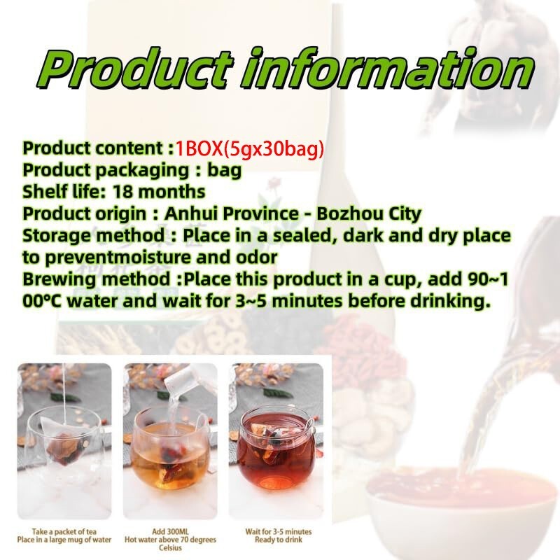 30Pcs Ginseng Six Treasure Tea , Kidney Tea ,Liver Tea , Red Date ...