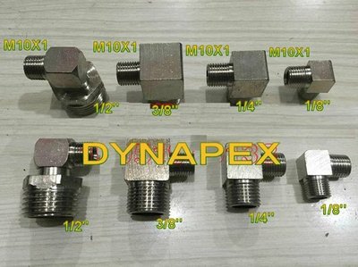 Pipe to Metric Fitting 1/8" NPT Male to M10 M10X1 Male Gauge 90 Deg ...