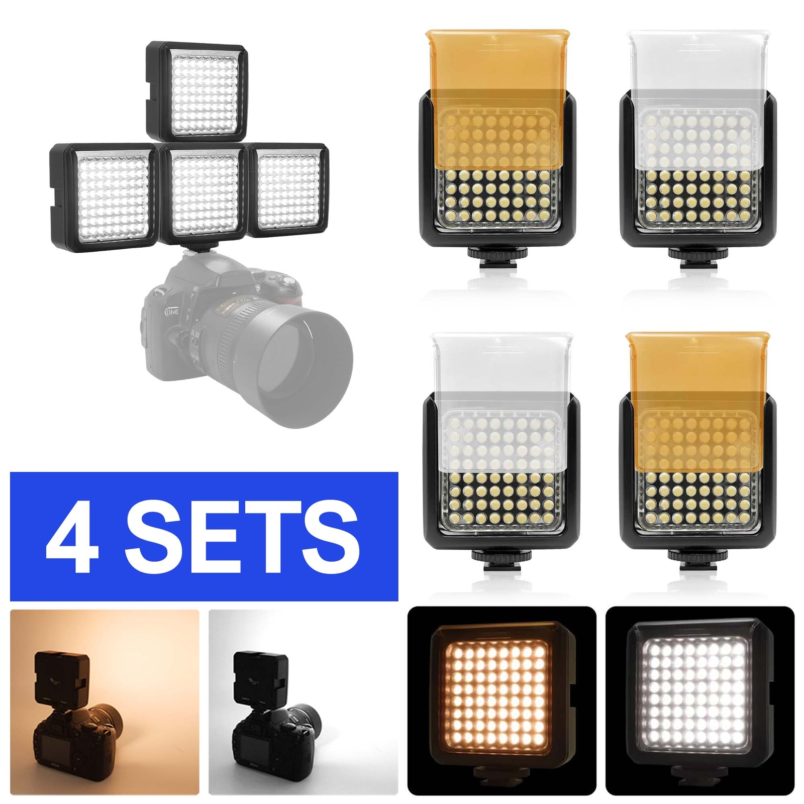 LSP LED Video Fill Light 2 Color Filters Lamp for Camera Camcorder [SET ...