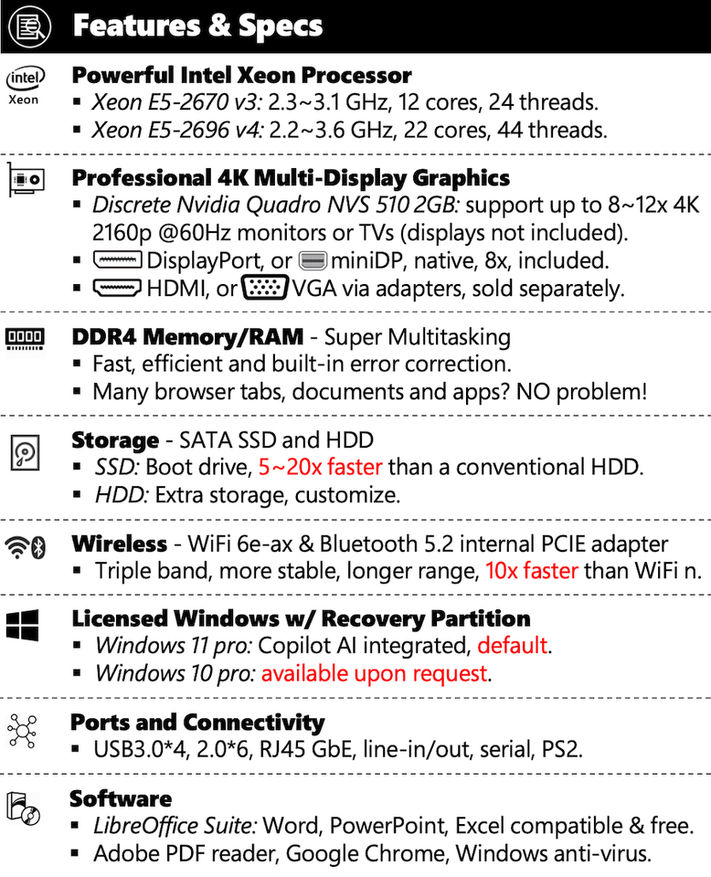 Dell Trading Computer 8~12x Monitor Windows 11 10/Xeon 22C/256GB RAM ...