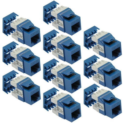 10x Cat5e RJ45 Network LAN Ethernet Keystone Jack 180 Degree 110 Punch ...