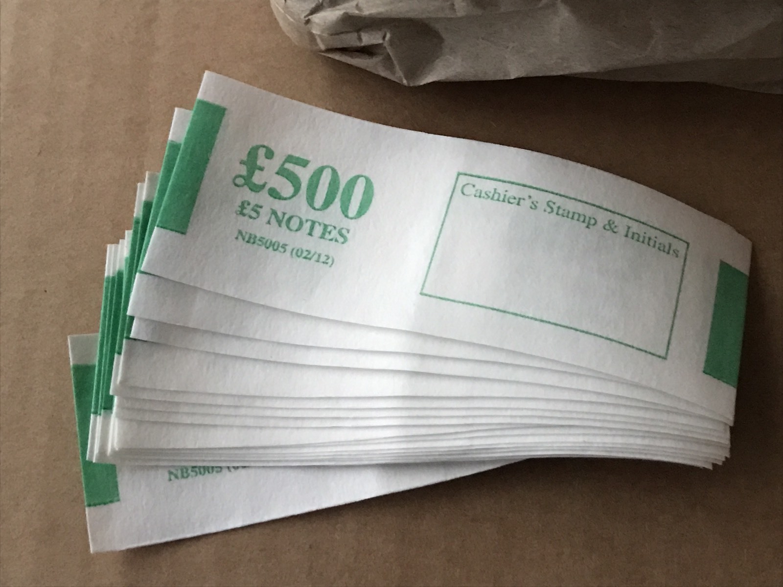 Pack of 500 x £5 Note Money Bands - £500 in £5 Note - Old Paper Notes ...