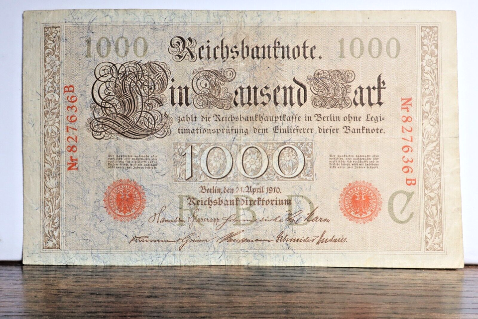 1910 Germany Large Beautiful Pre-WWI 1000 Mark Banknote AU | eBay
