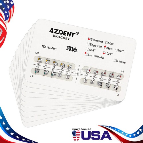 50Pack Dental Orthodontic Brackets Braces Standard Roth 0.22 Slot Hooks ...